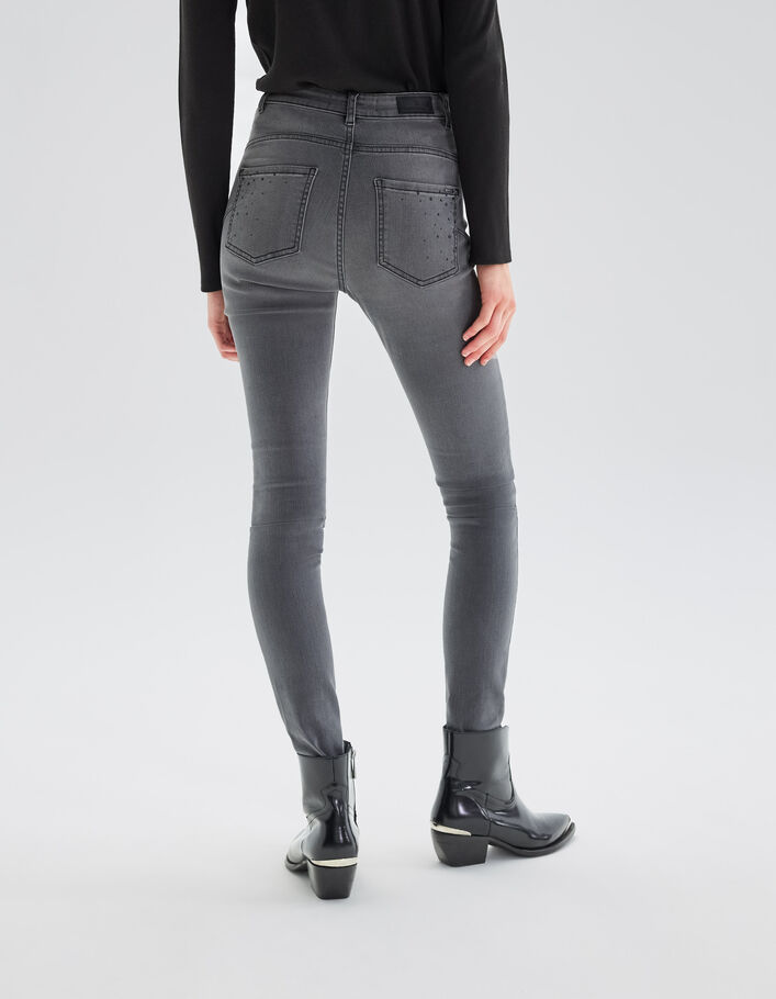 Grijze slim jeans hoge taille studs sculpt-up Dames