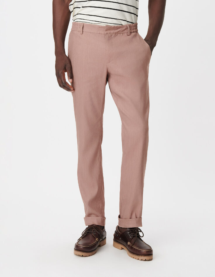 Pantalon de costume marron lin mélangé Homme IKKS