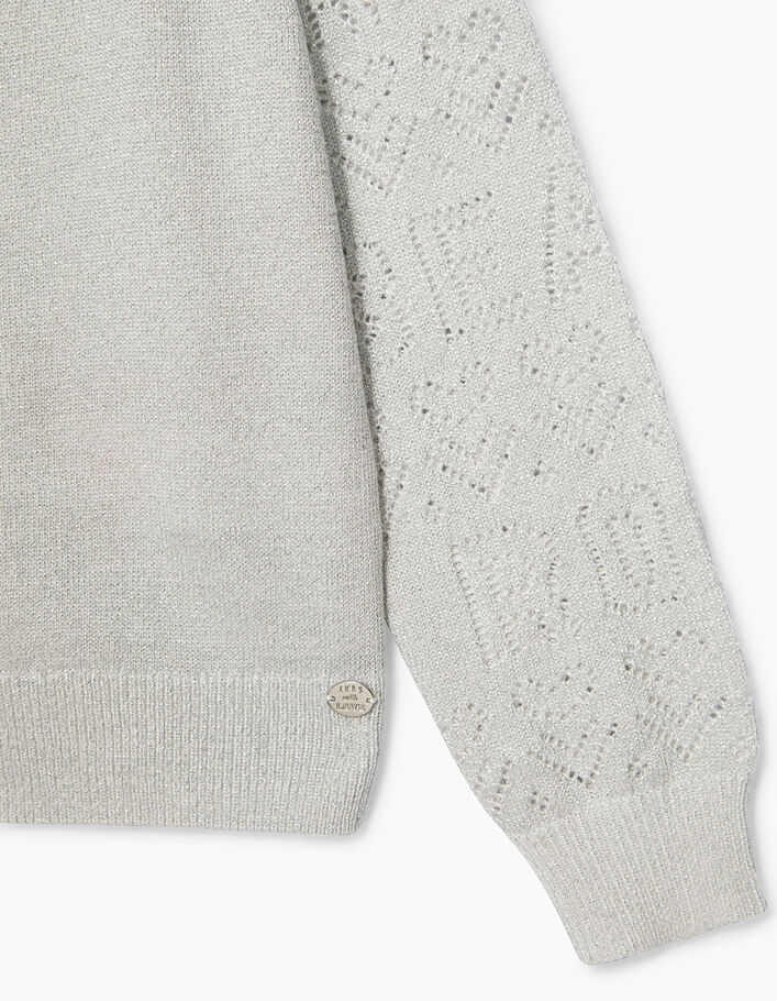 Girls’ silver cardigan, openwork sleeves
