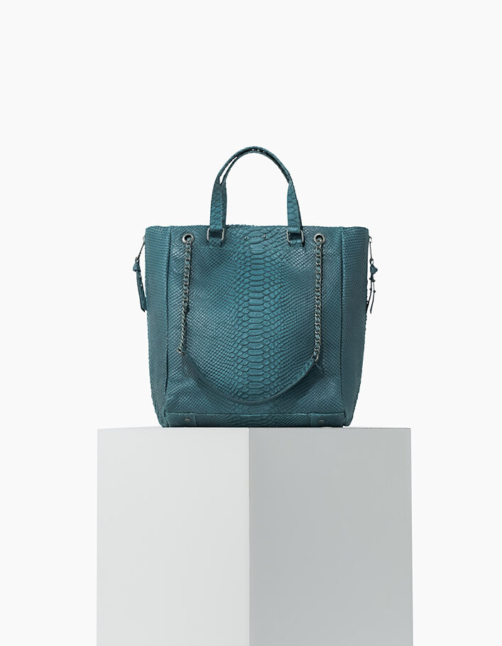 Sac cabas prusse LE 1440 PYTHON PRUSSE en cuir effet reptile femme