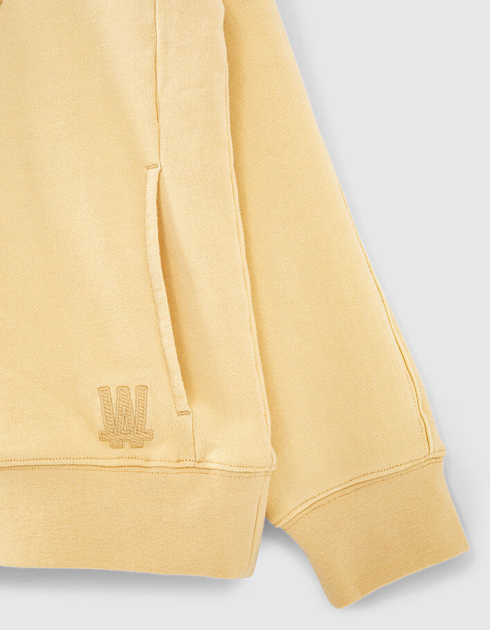 Sweat jaune moyen typo brodées à capuche garçon