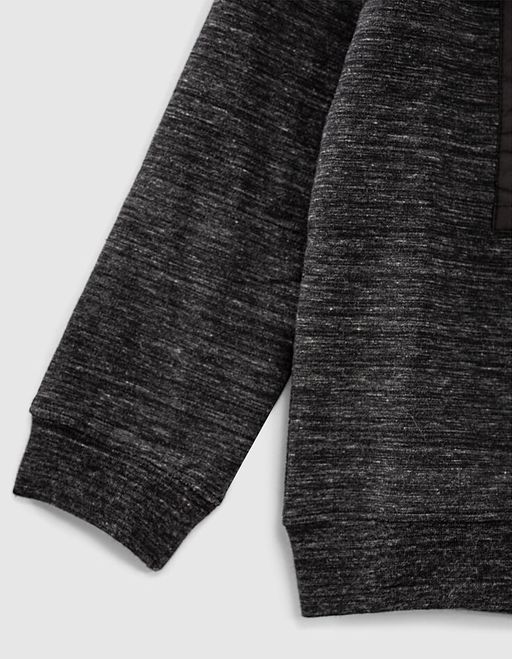 Boys’ charcoal grey marl hoodie + mesh front pocket