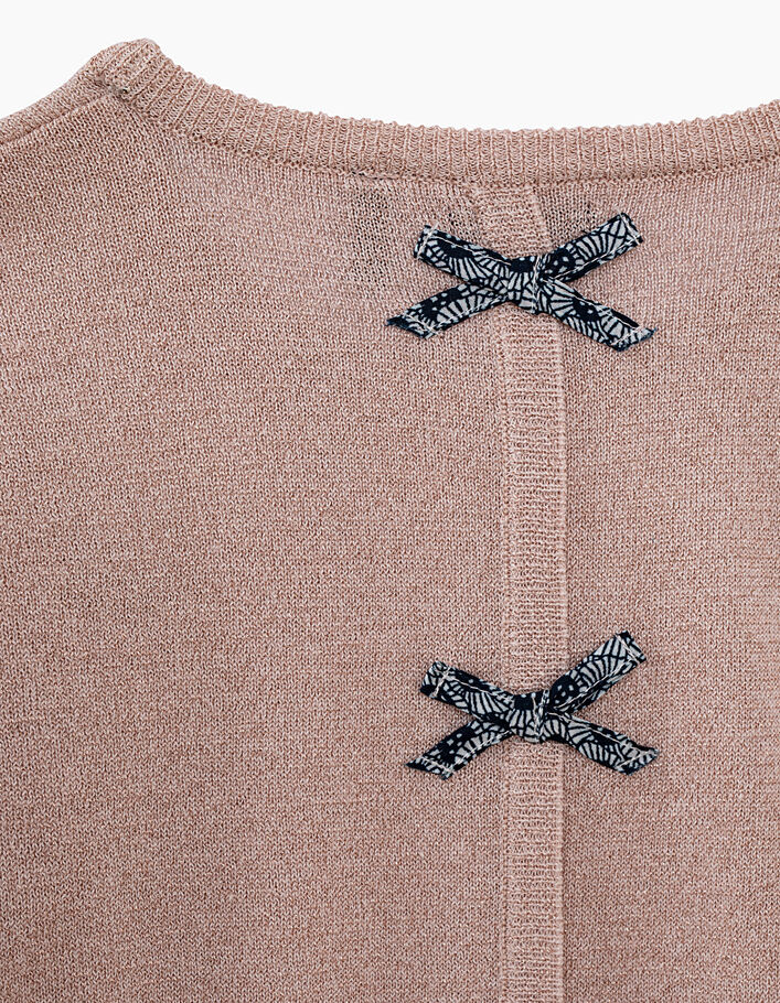 Girls’ medium pink sweater with printed bows on back