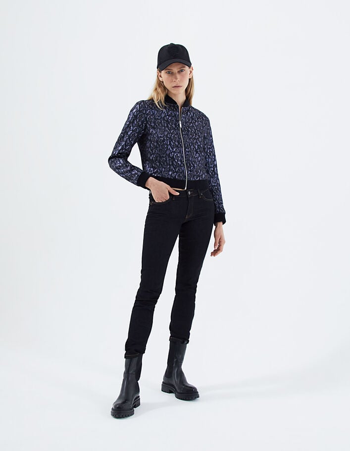 Women’s metallic jacquard short bomber jacket