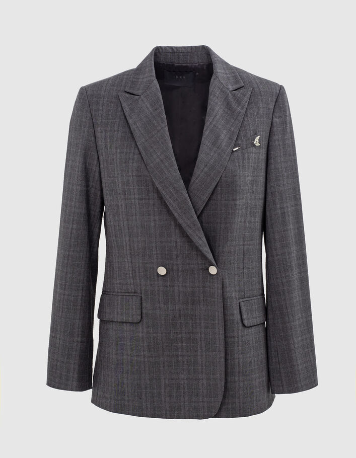 Women’s grey check jacket with flap pockets