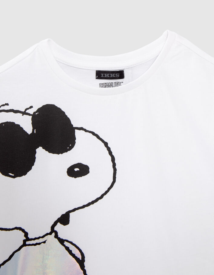 Girls’ off-white cropped T-shirt with SNOOPY image