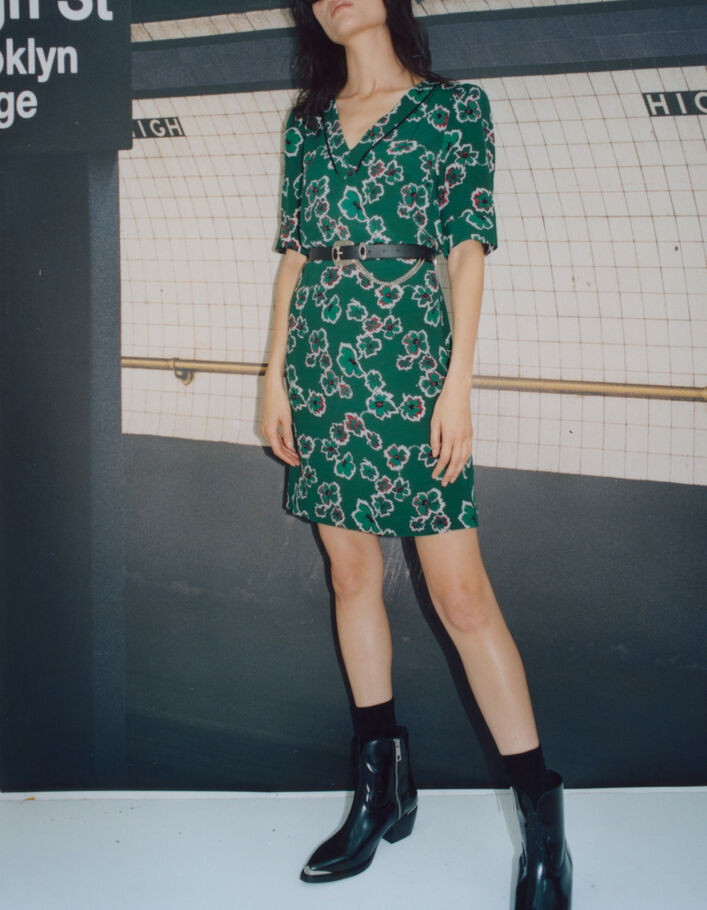 Robe verte maxi floral Femme