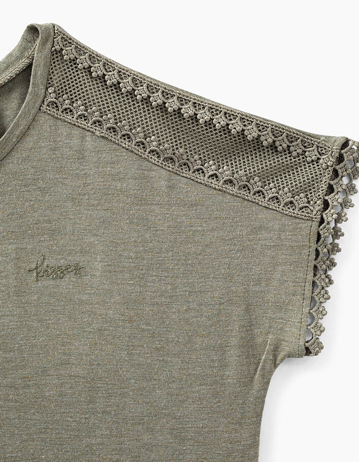 Girls' bronze T-shirt with mesh on shoulders