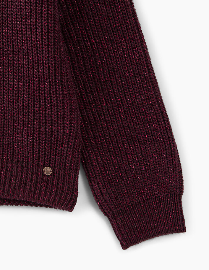 Girls’ plum knit sweater with removable collar