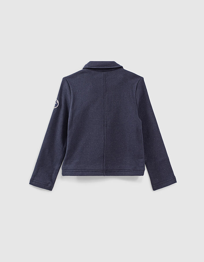 Girls’ navy lurex biker-style cardigan
