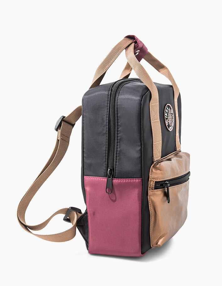 Girls' copper, plum and black backpack