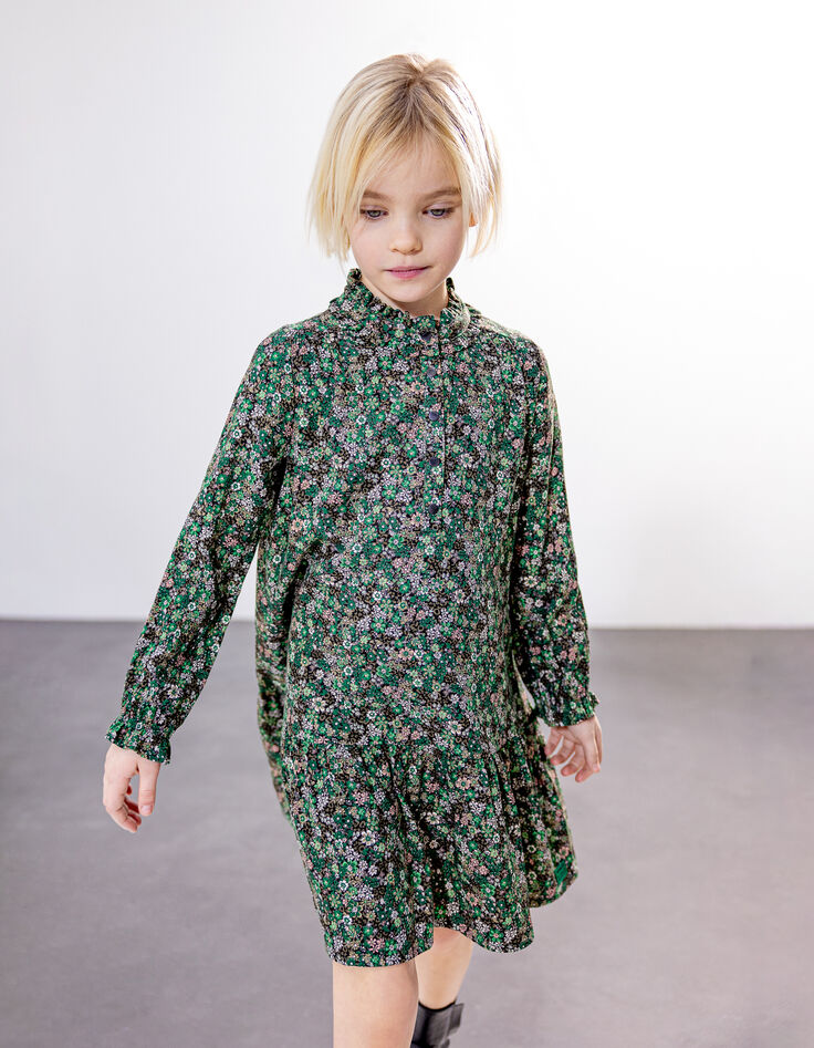 Khaki dress LENZING™ ECOVERO™ leofloral print girl IKKS