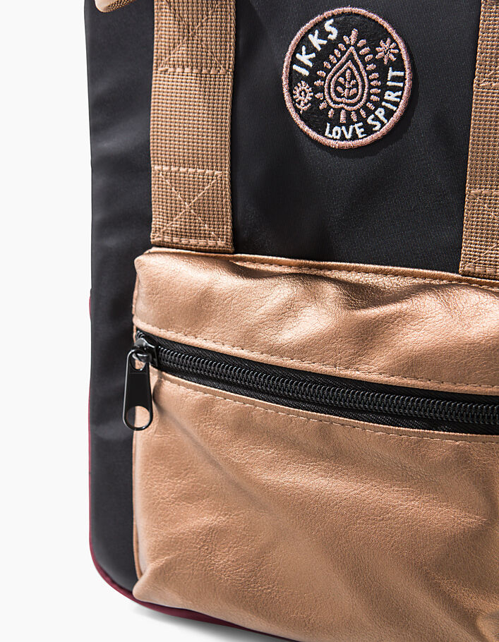 Girls' copper, plum and black backpack