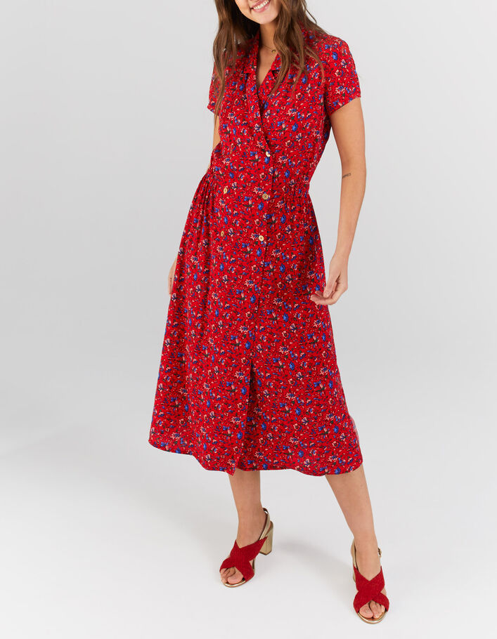 I.Code cherry summer flower print wrap dress