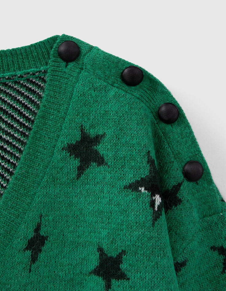 Women’s green star motif jacquard knit sweater IKKS
