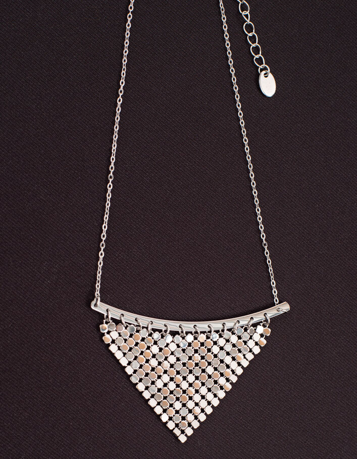 Women’s silver-toned mesh bib necklace