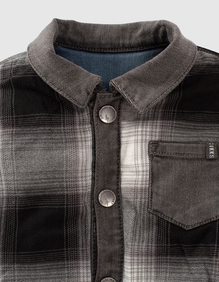 Baby boys’ blue denim/check reversible jacket