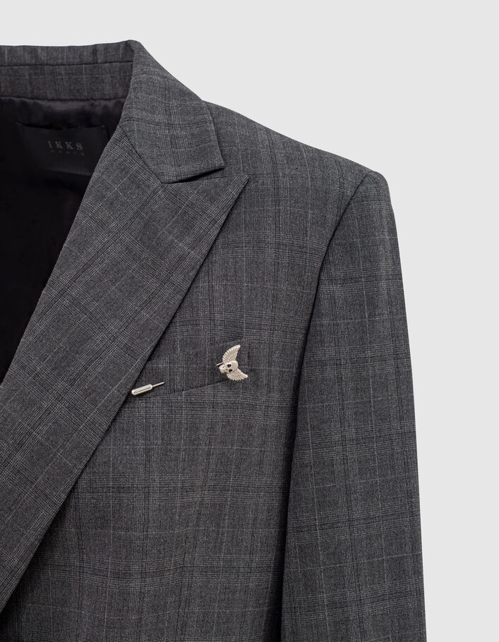 Women’s grey check jacket with flap pockets