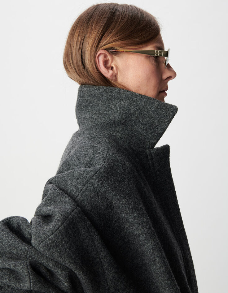 Mujer Chaqueta oversize de lana hervida gris IKKS