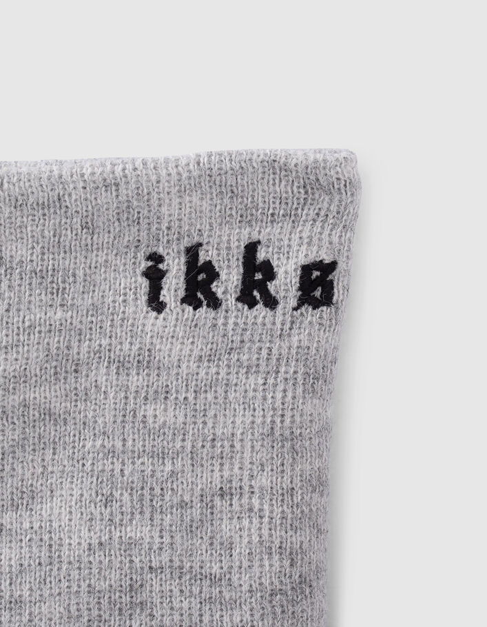 Baby boys’ grey playing card embroidered knit snood