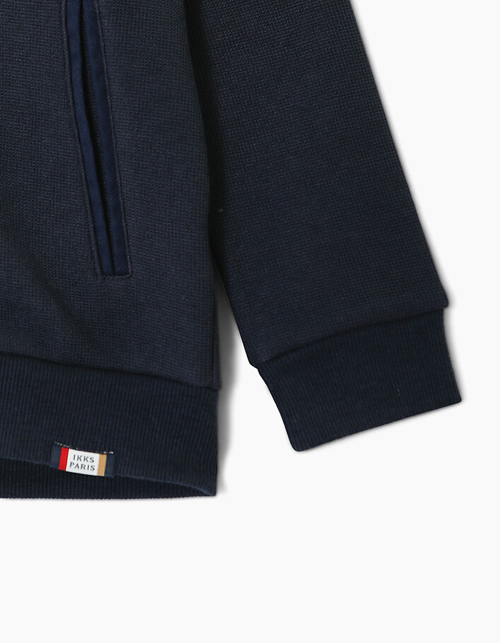Boys’ navy waffle-look IKKS Paris braid cardigan
