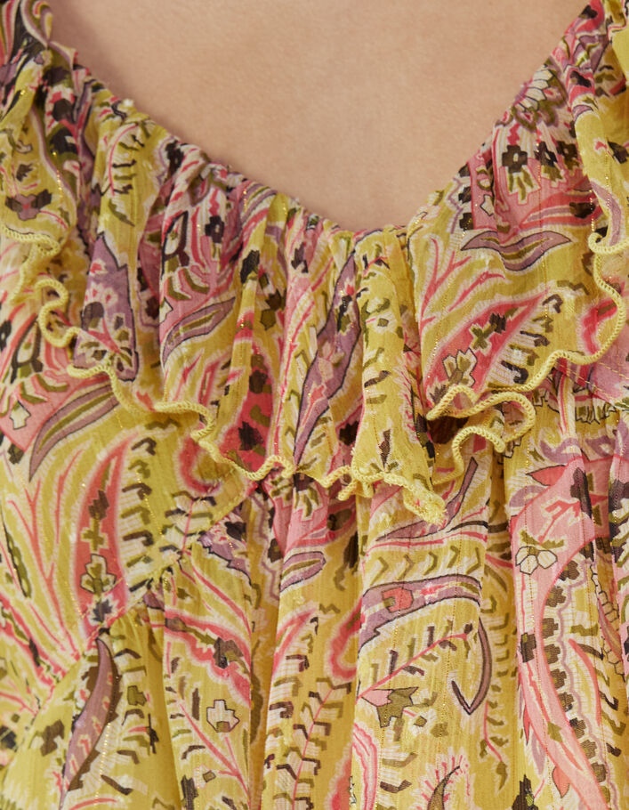 Women’s yellow paisley summer print top