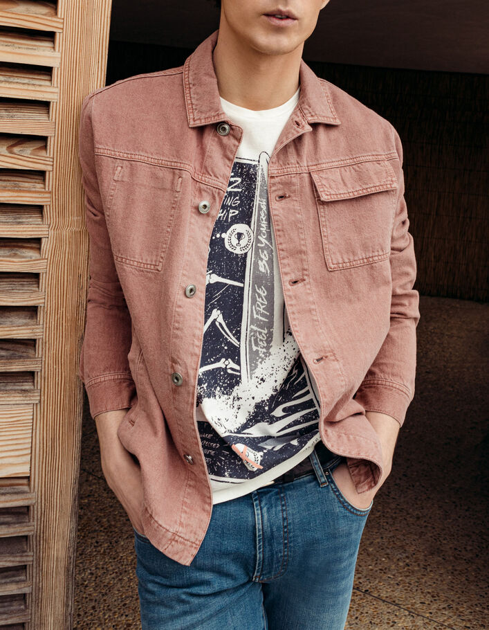 Men's coral denim jacket