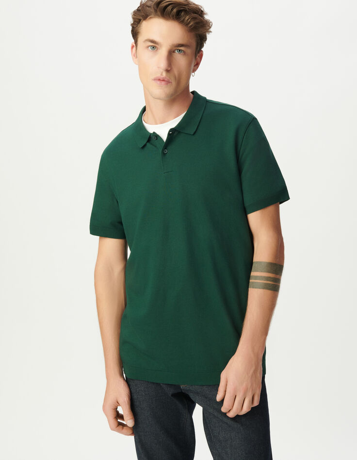 Polo vert coton modal manches courtes Homme IKKS