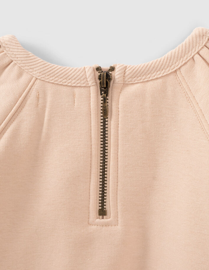 Girls’ powder pink sweatshirt with embroidery and patches