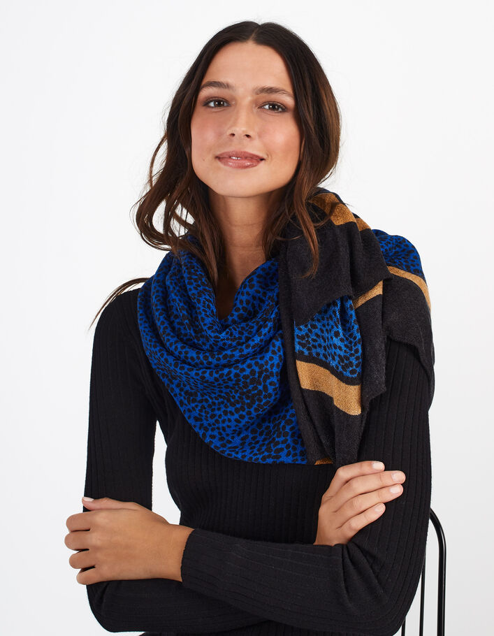 I.Code electric blue animal motif square scarf