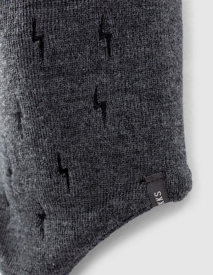 Baby boys’ charcoal grey lightning embroidered knit snood
