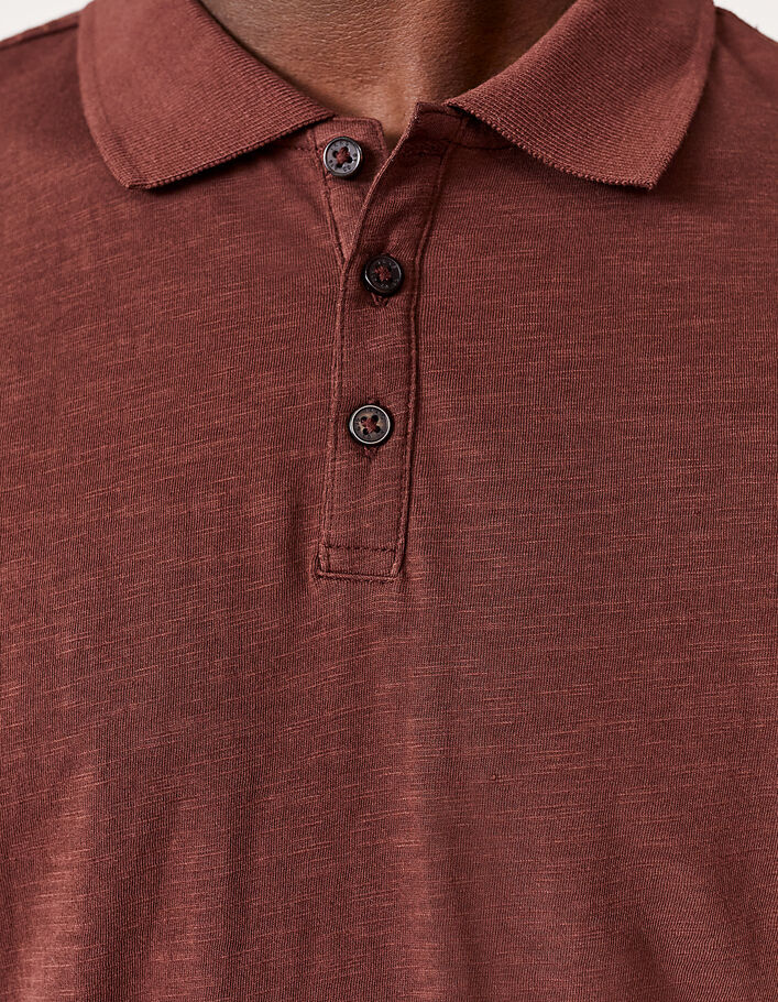 Men’s terracotta slub cotton polo shirt