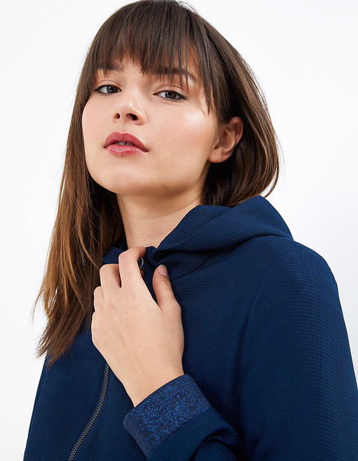 I.Code navy waffle texture baseball jacket