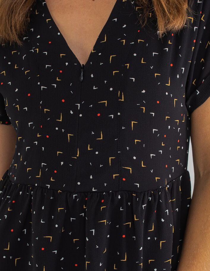 Robe noire à imprimé arty minimaliste I.Code