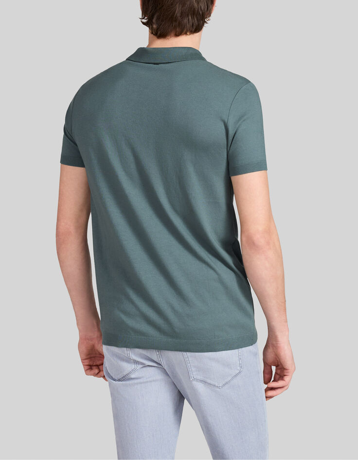 Polo vert bleuté mix coton modal Homme
