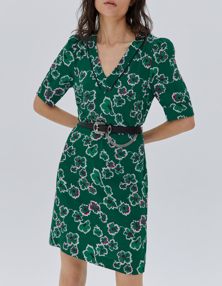 Robe verte maxi floral Femme