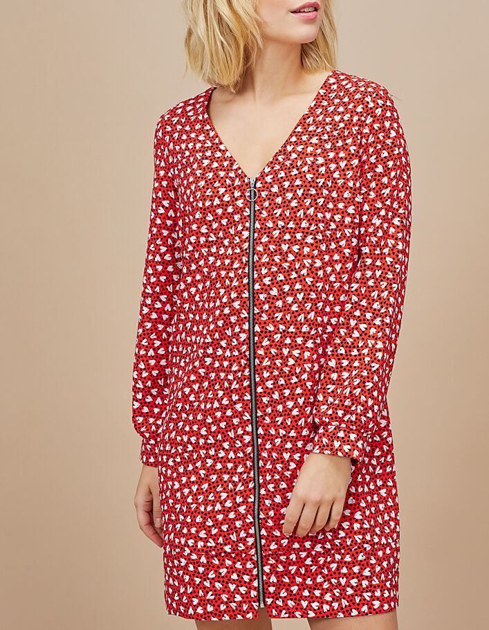 I.Code tachist heart print flared dress