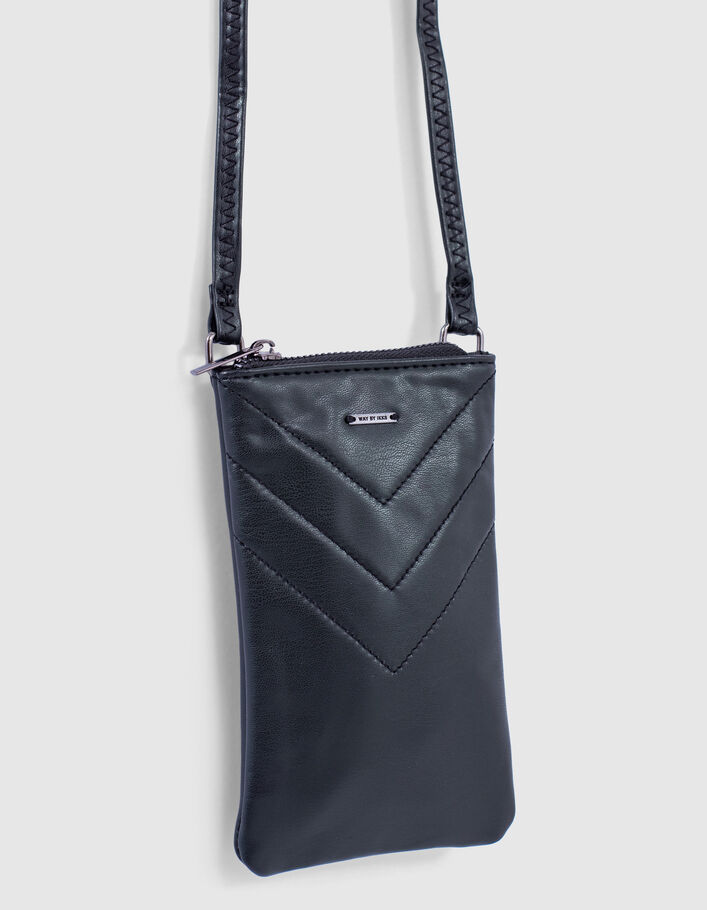 Girls’ black and Sherpa mixed fabric phone bag