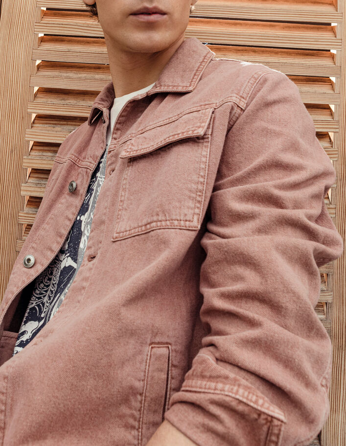 Men's coral denim jacket