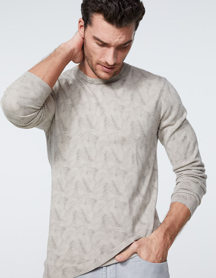 Men’s mink sweater foliage print fine knit sweater