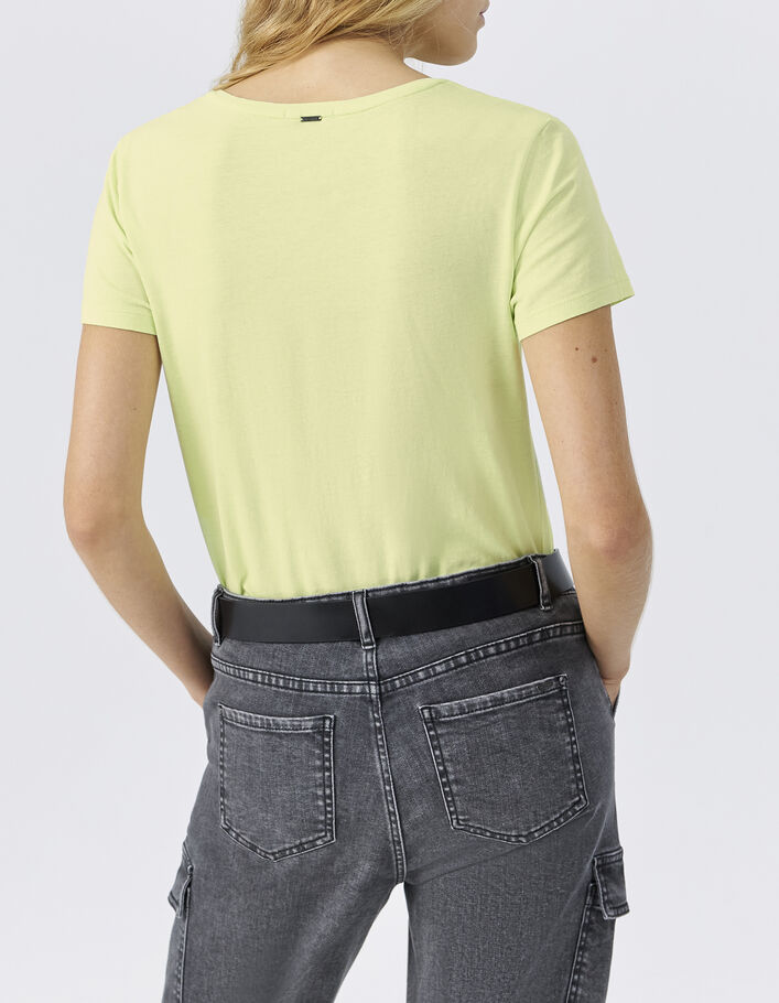 Women’s lime green slogan T-shirt with diamante