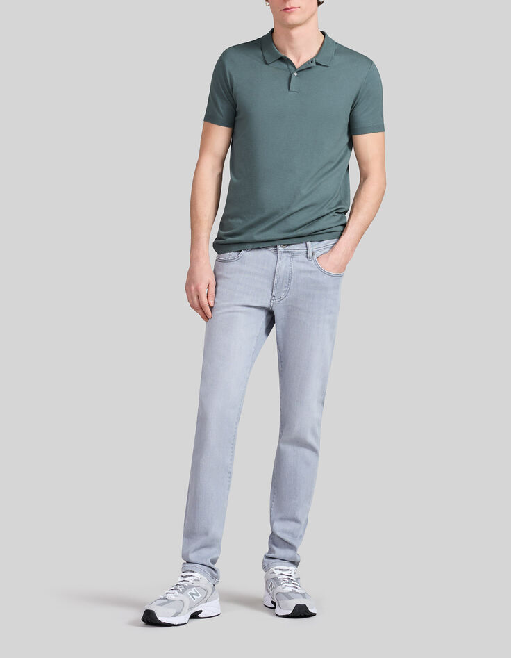 Men’s bluish green cotton modal blend polo shirt IKKS