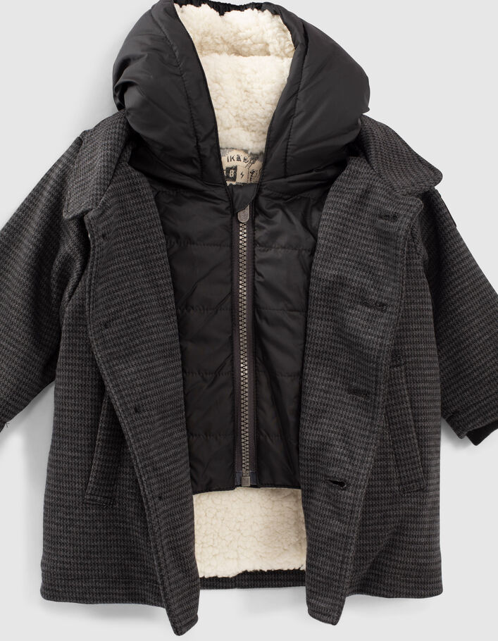 Baby boys’ grey check coat with facing