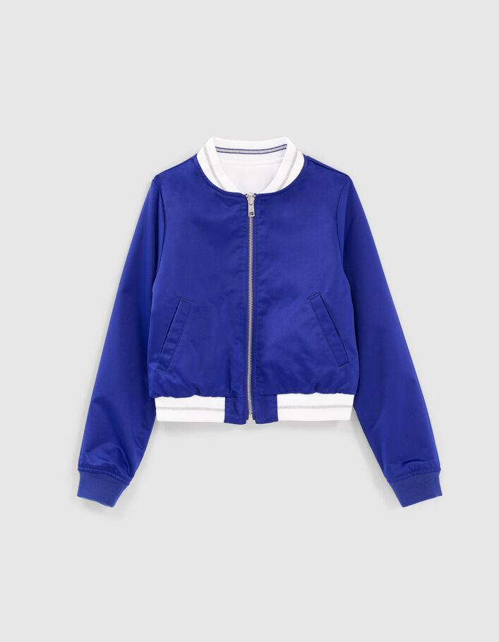 Girls’ white and blue reversible bomber jacket