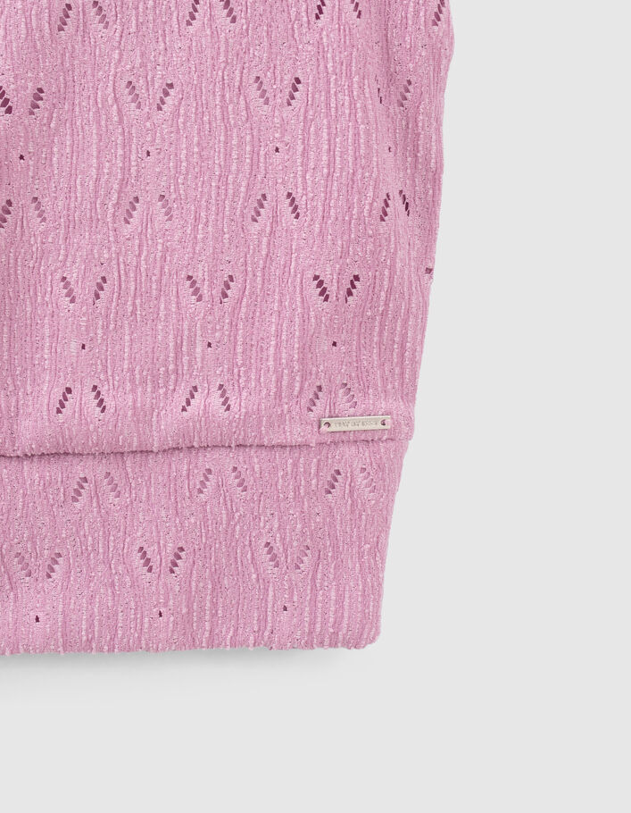 Girls’ violet openwork decorative lace top