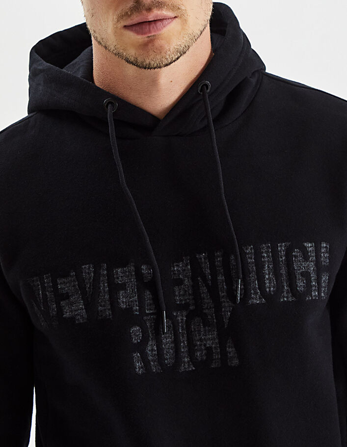 Sweat noir à capuche avec message Homme