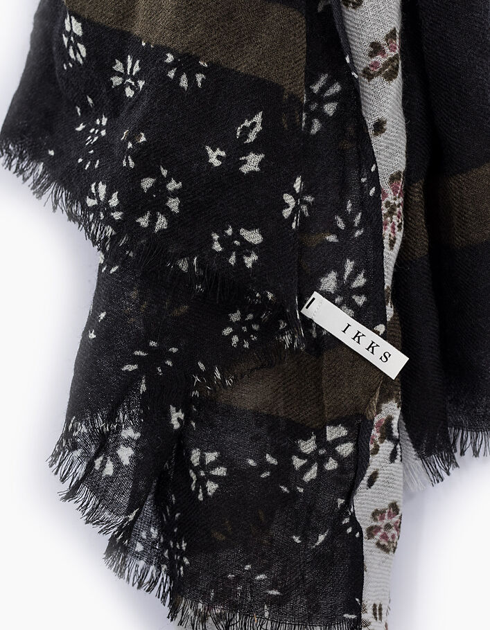Women's floral patch print wool scarf