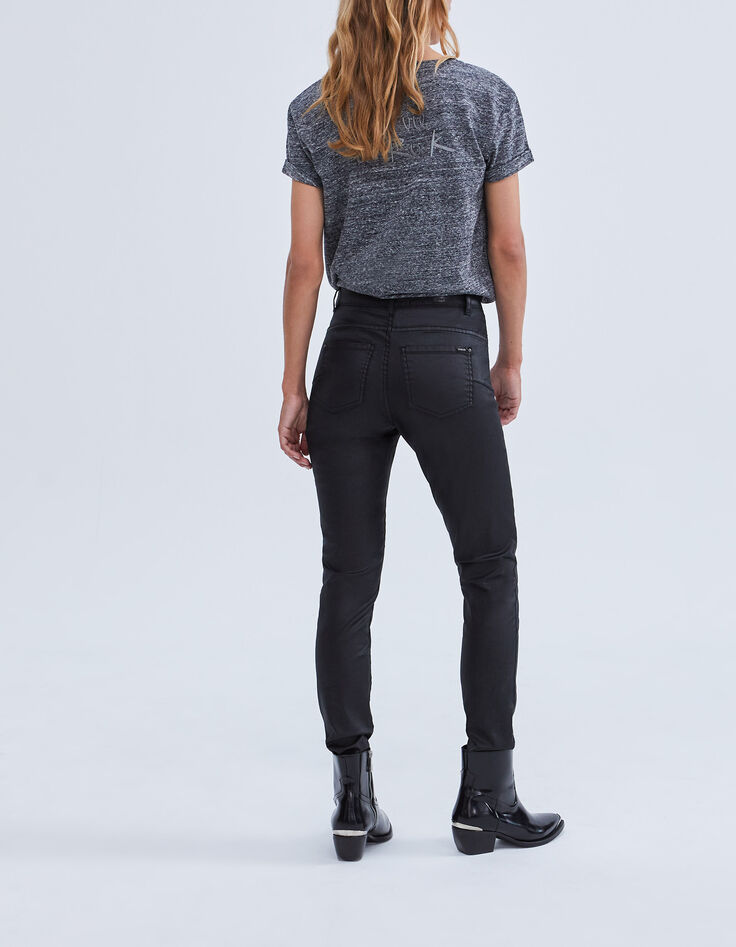 Women’s black coated high-waist sculpt-up slim jeans