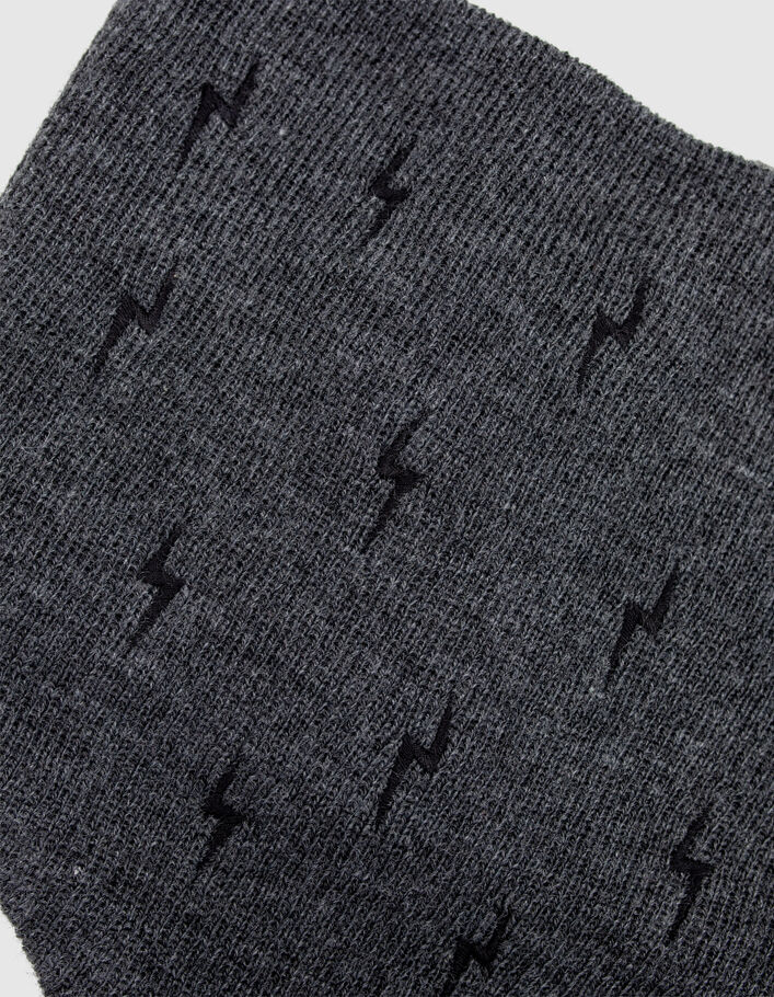 Baby boys’ charcoal grey lightning embroidered knit snood