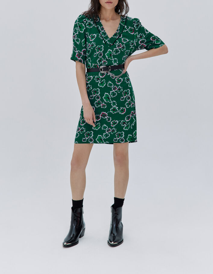 Robe verte maxi floral Femme
